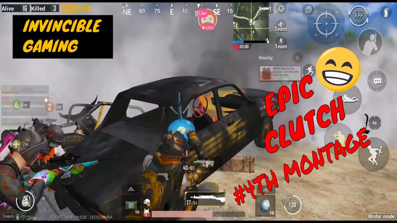 MONTAGE #4TH || PUBG MOBILE EPIC CLUTCH INVINCIBLE GAMING || EVIL ...