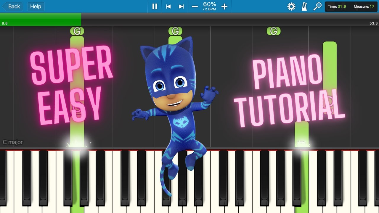 PJ Mask Theme Song - Easy Piano Tutorial - YouTube