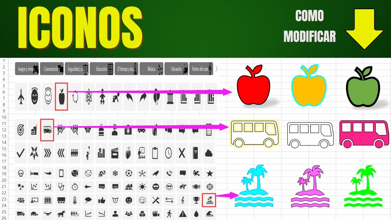 Cómo Editar e INSERTAR ICONOS en Excel - YouTube