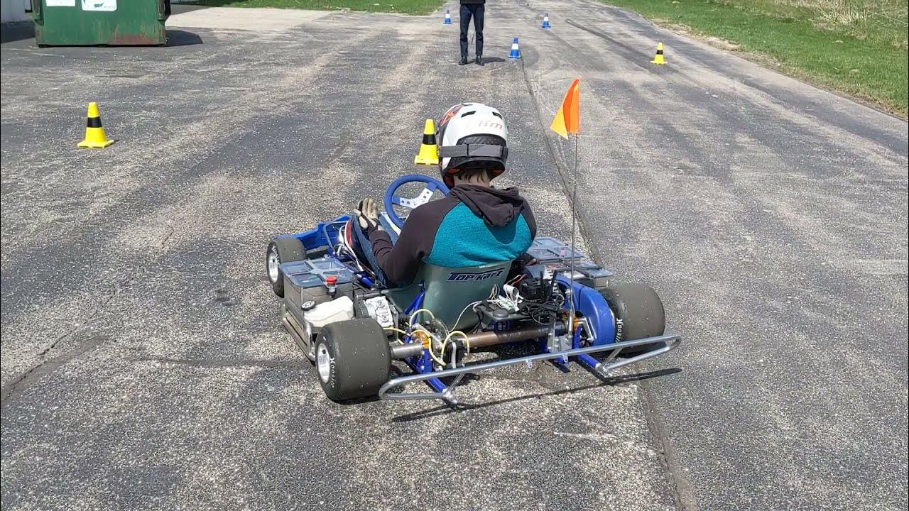 Autonomous Go-Kart Driving through Cone Course - YouTube
