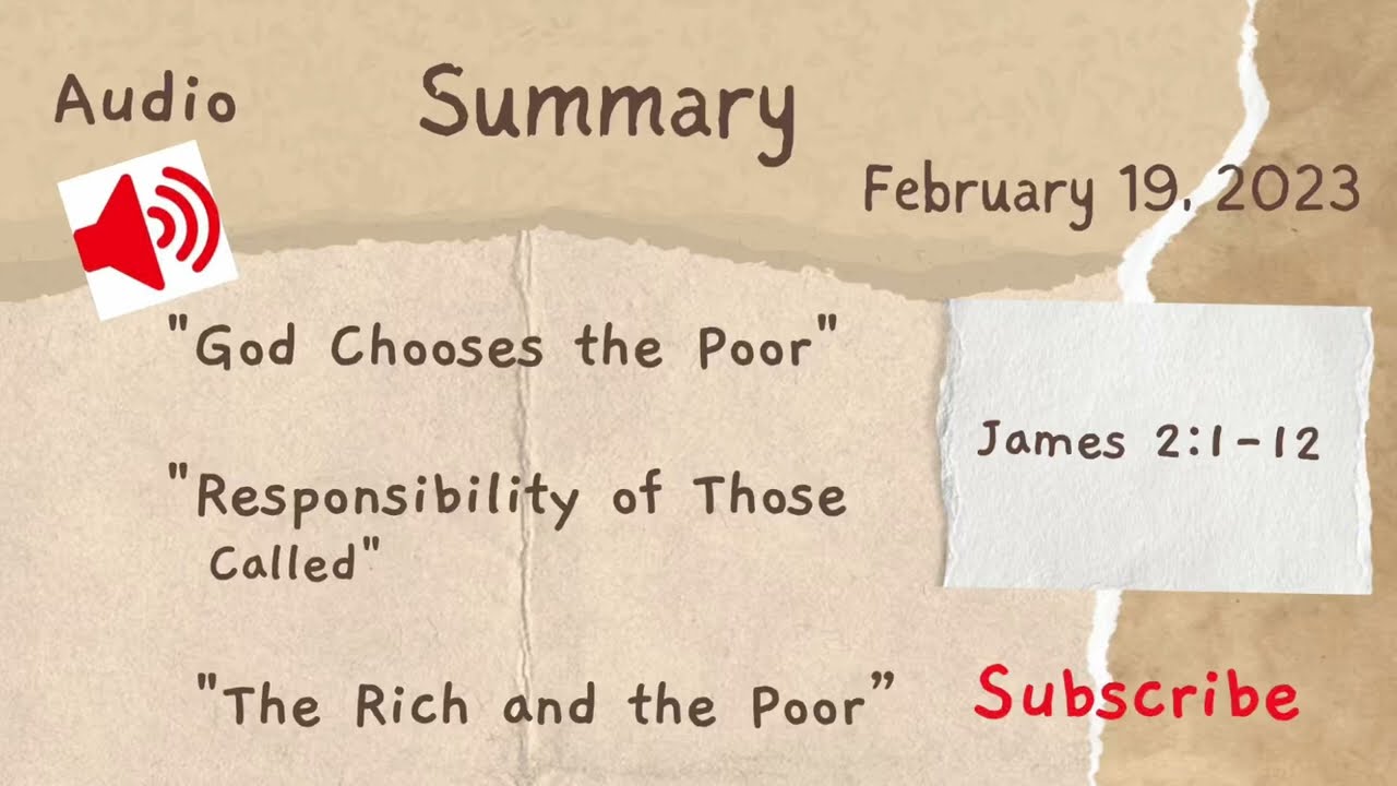 Sunday School Lesson James 2 1 12 Summary February 19 2023 YouTube Sunday School Lesson James 2 1 12 Summary February 19 2023 YouTube