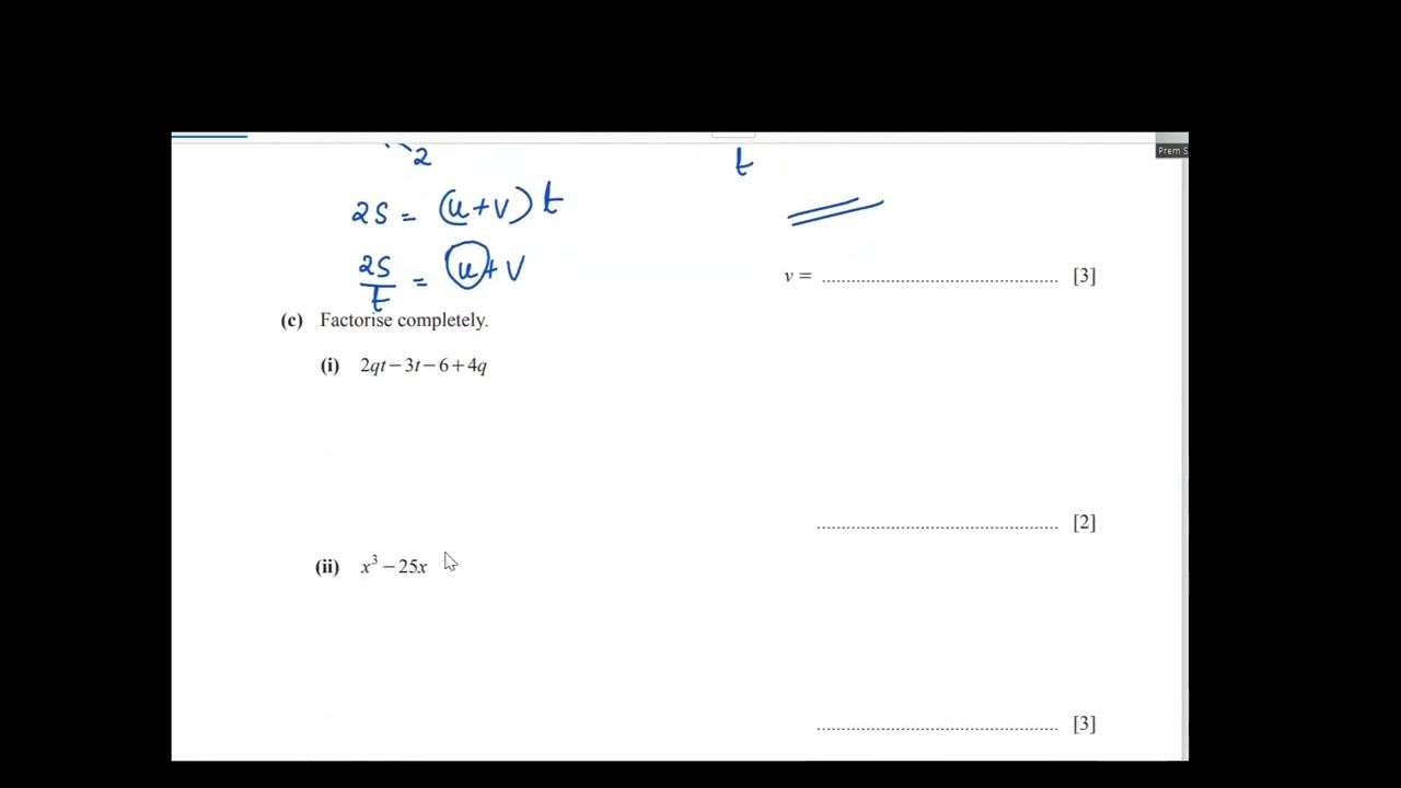 0580-42-March2023-Q5-Algebra #factorisation #igcsemaths #igcse #algebraicidentity - YouTube