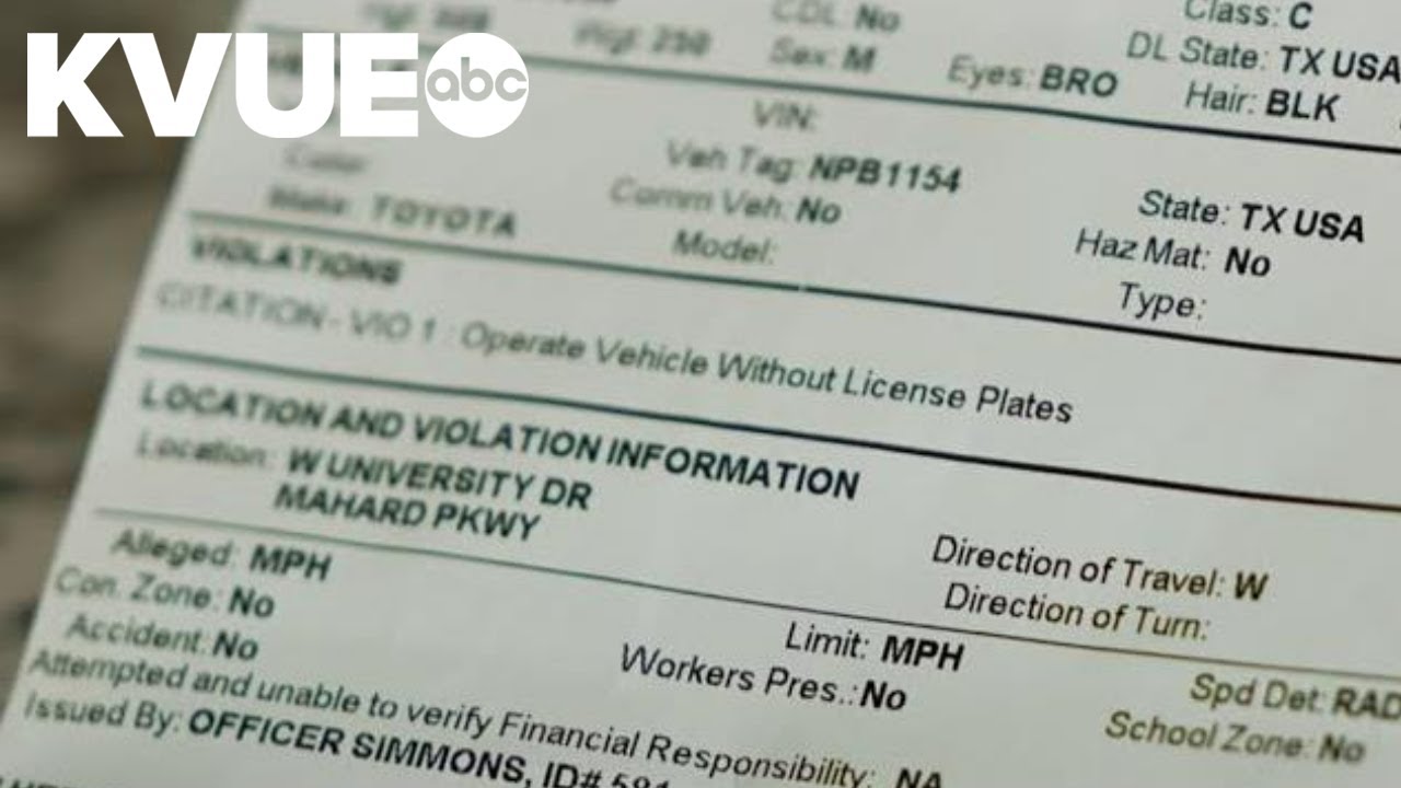 North Texas driver receives citation for license plates during a test ...