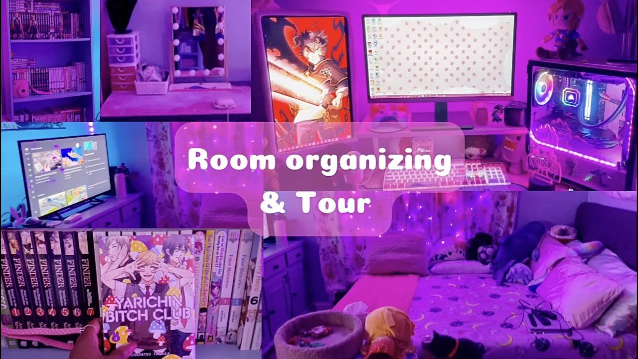 Decorating & organizing my cute weeb Room + tour - YouTube