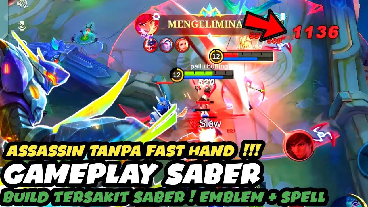 CARA BARU MAIN SABER & COMBO SABER 1 HIT ITEM EMBLEM & BUILD SABER 2023 ...