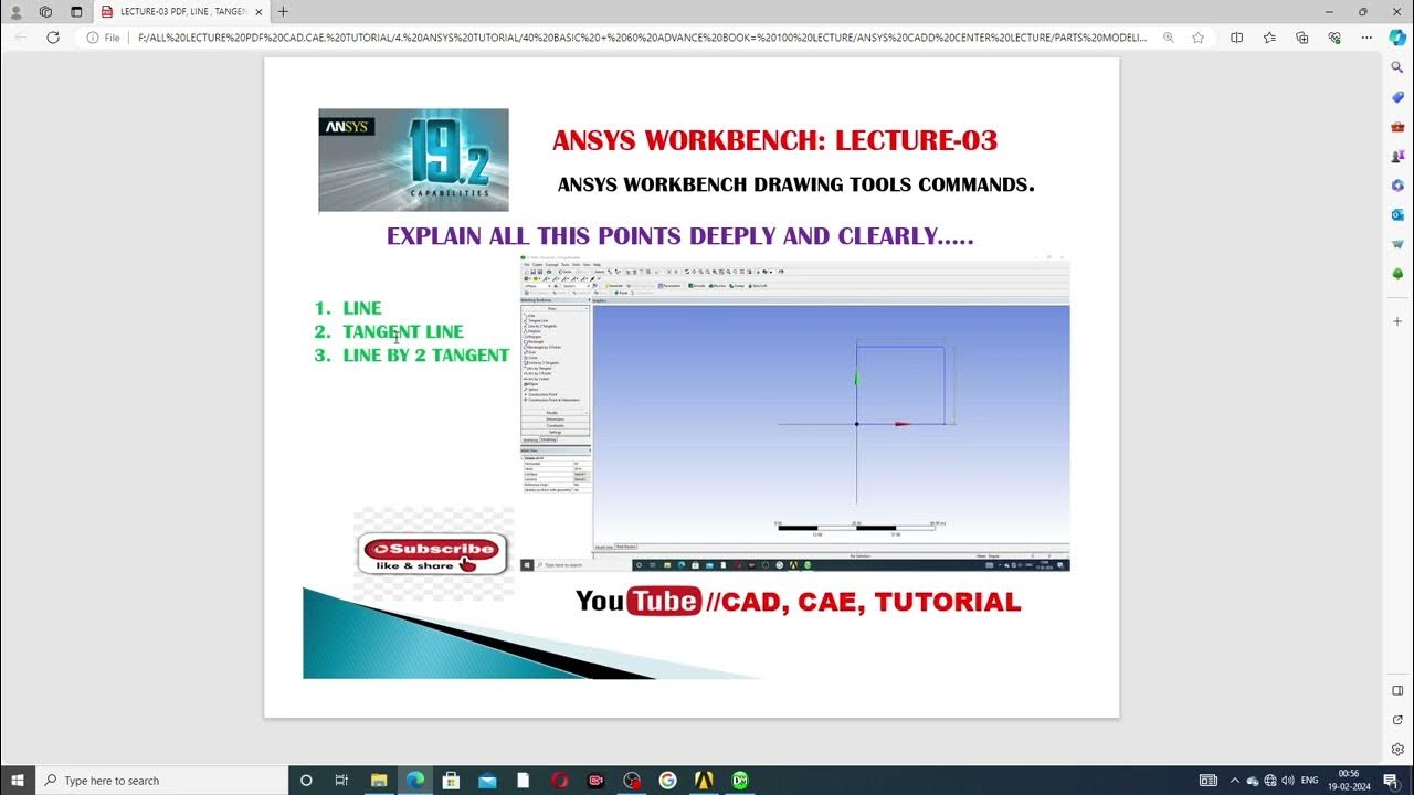 ANSYS WORKBENCH LECTURE-03, LINE , TANGENT LINE - YouTube