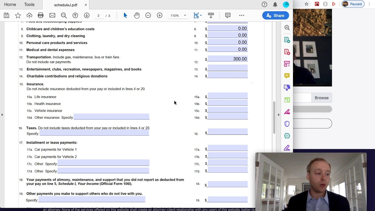 Bankruptcy Forms — Schedule J (Simple Ch. 7 Case / Doesn't Own Home ...