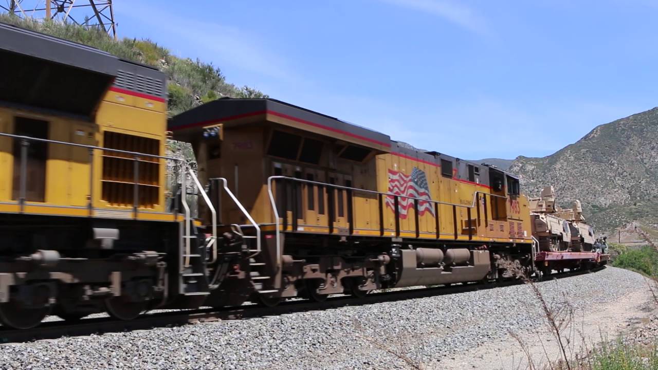 Union Pacific Military Train on Cajon Pass - YouTube