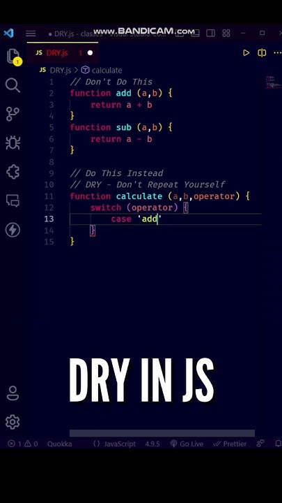 😀😀 DRY Method in JS - Don't Repeat Yourself in JavaScript #shorts #javascript #programming #code ...