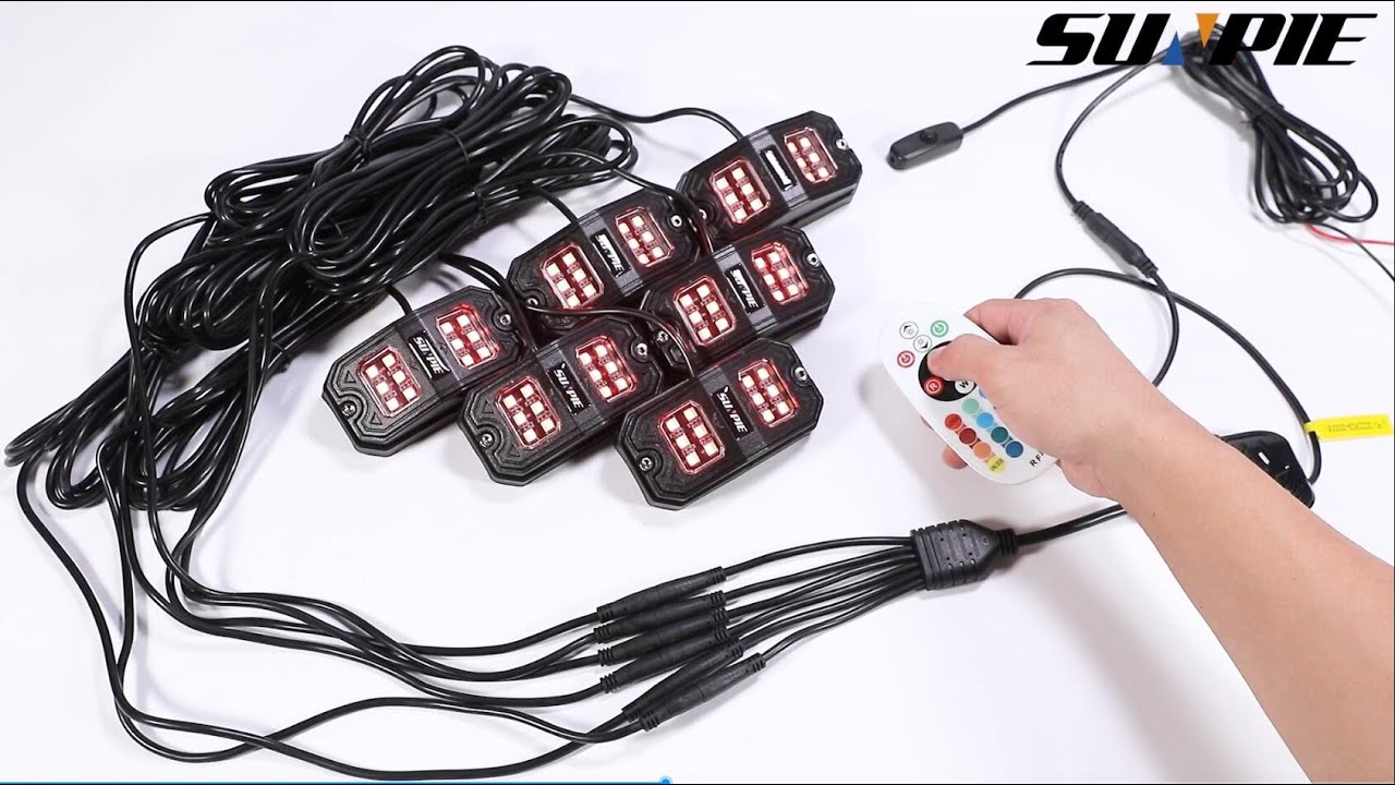 New Arrivals 6 PCS RGBW Rectangle Series LED Rock Lights Bluetooth ...