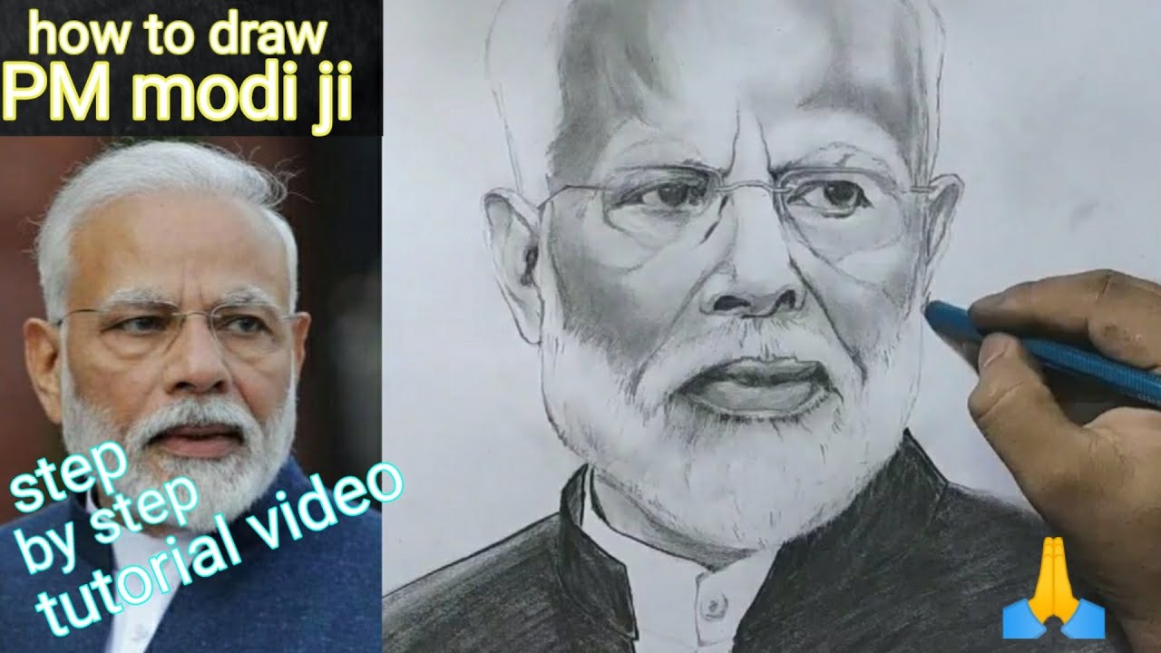 How to draw PM Narendra Modi ji step by step | | Draw with Bijoy Art ...