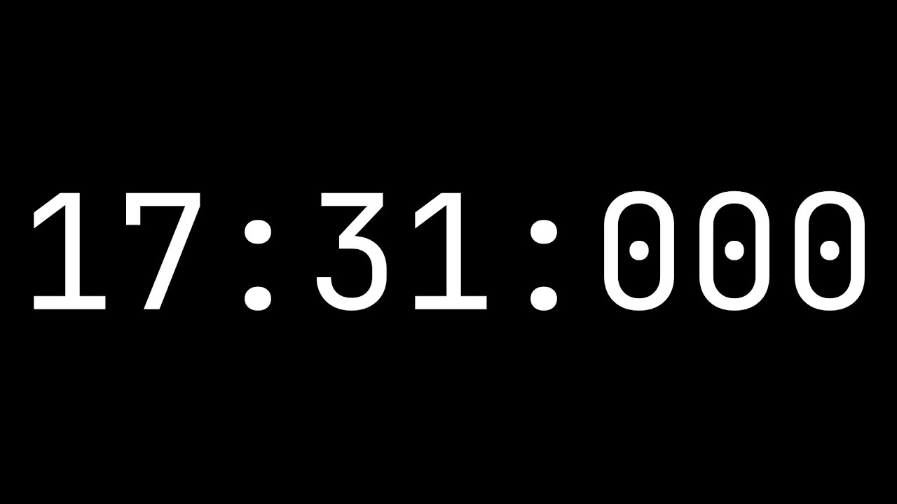 Countdown timer 17 minutes, 31 seconds [17:31:000] - White on black ...