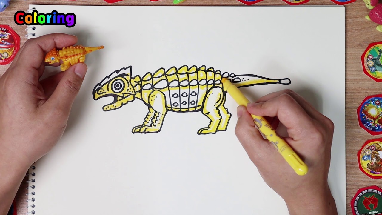 Saichania | Drawing and Coloring for kids | dino mecard - YouTube
