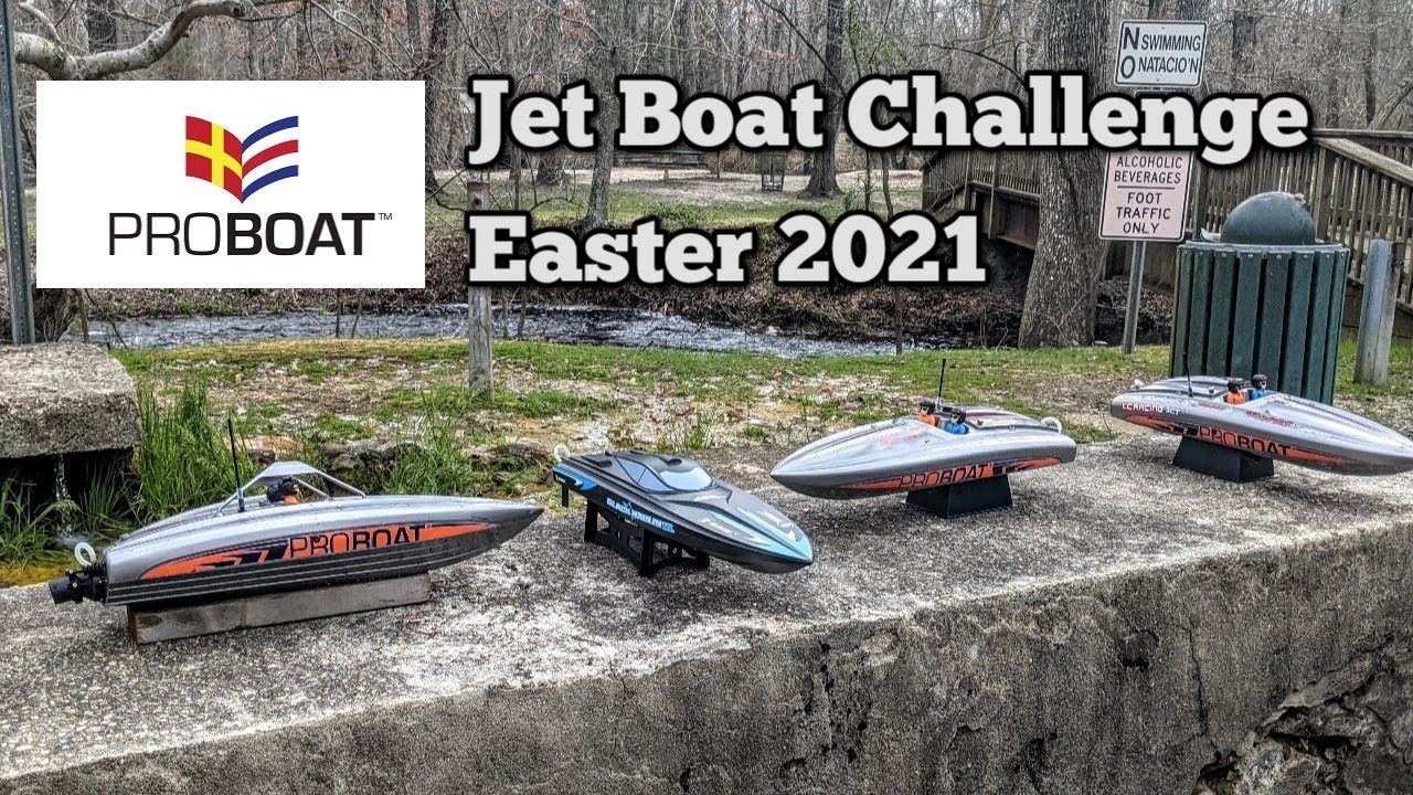 Three Horizon Hobby Pro Boat River Jet Boats on River Rapids 23" RC Jet ...