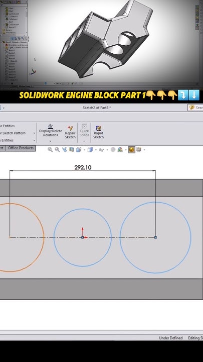 Solidworks Engine Block Tutorial #solidworks #ytshorts #cad #shorts #3d #solidworkstutorial ...