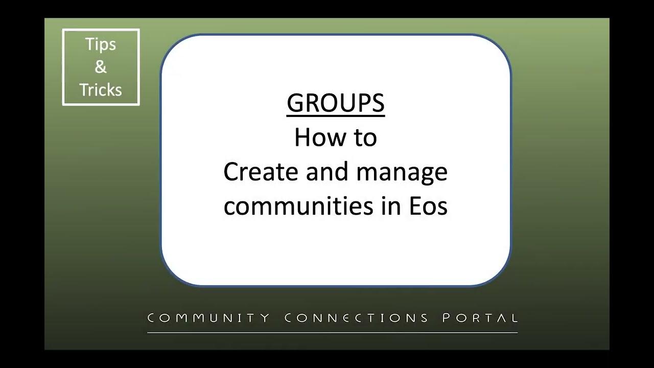 Eos Tips & Tricks videos - Creating and Managing Groups - YouTube