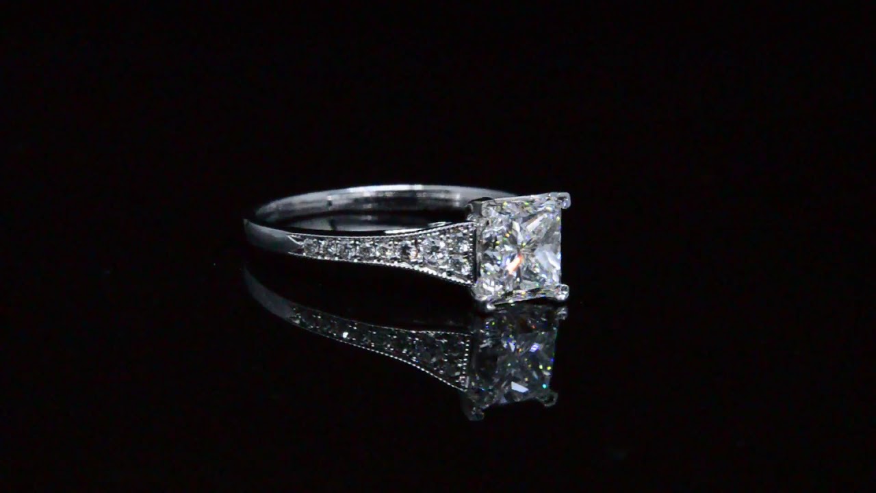 Princess Cut Diamond Pave Custom Engagement Ring - YouTube