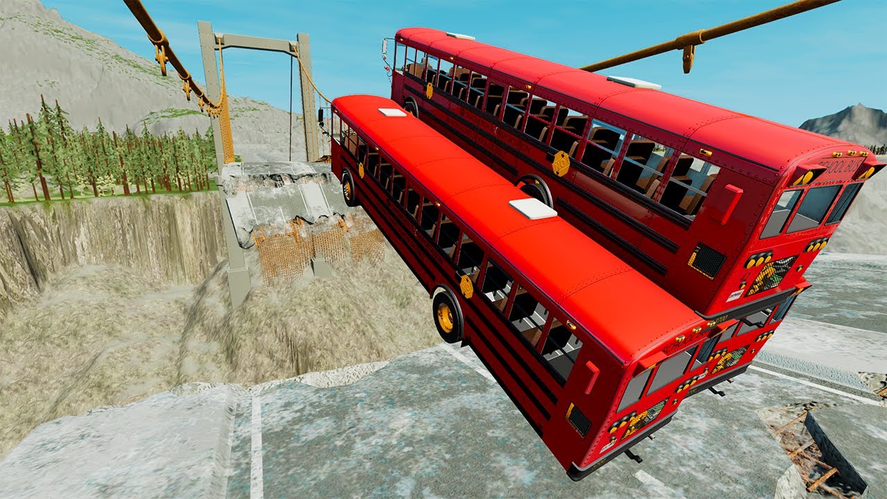 School Bus Open Bridge Jumping - BeamNG.Drive - YouTube