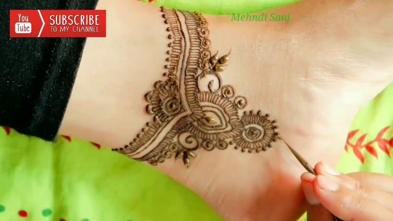 Leg Henna Simple & Easy For EID | New Stylish feet Mehendi | Anklet ...
