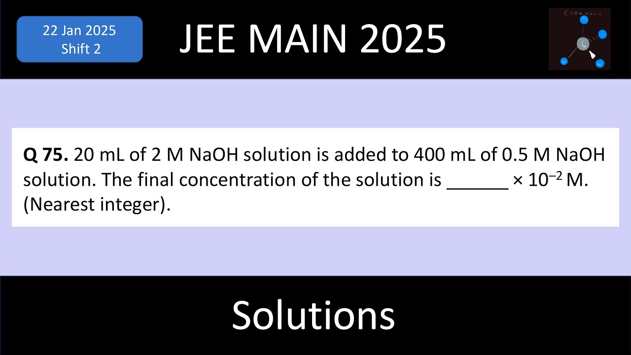 20 mL of 2 M NaOH solution is added to 400 mLof 0.5 M NaOH solution ...