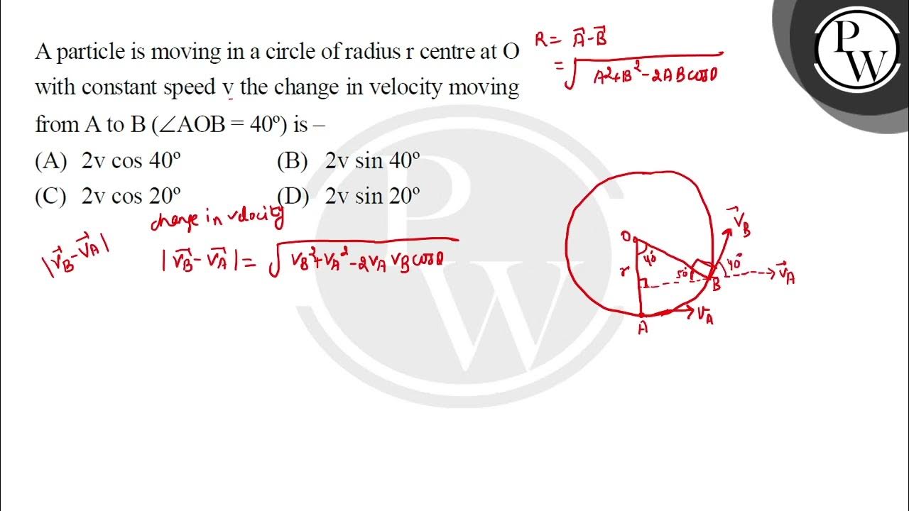 A particle is moving in a circle of radius \( r \) centre at \( \mathrm{O} \) with constant spee ...