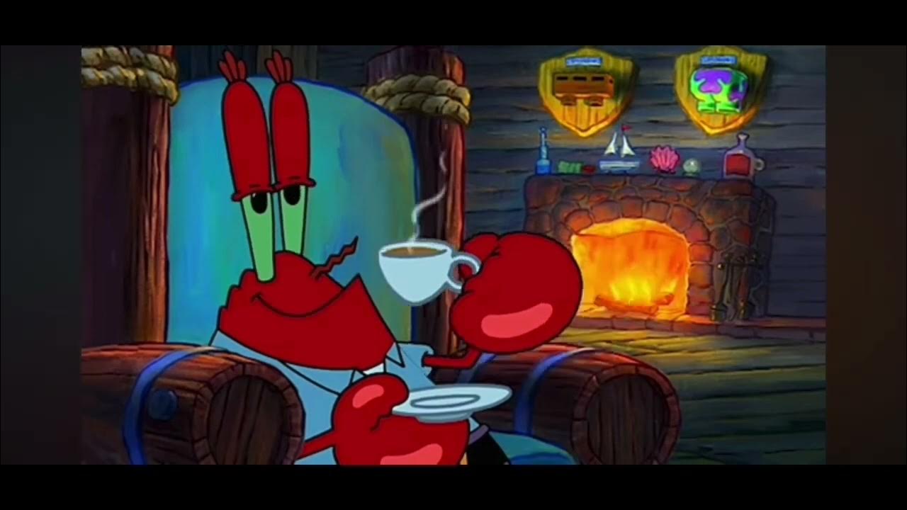 Spongebob & Patrick on Mr Krabs Fireplace mantle - YouTube