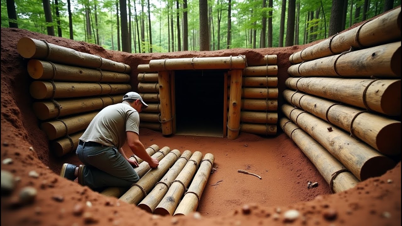 Build an Underground Survival Shelter with a Warm Fireplace - YouTube