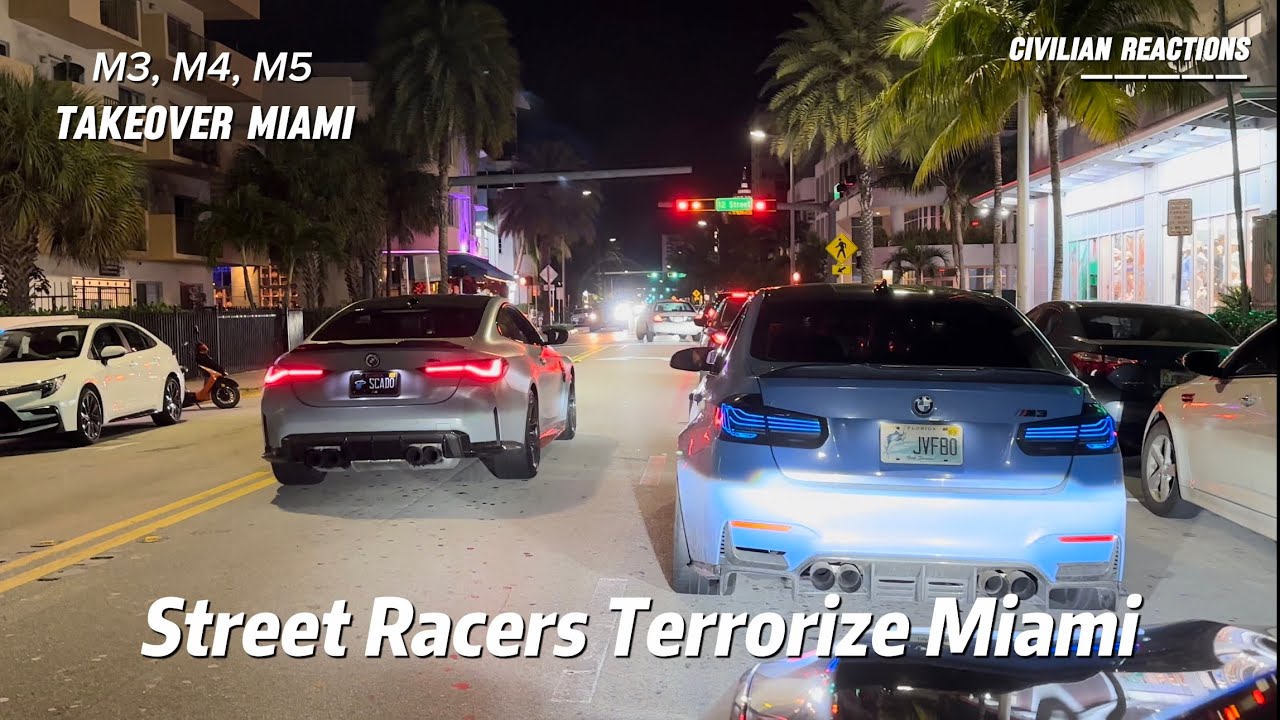 STREET RACERS TERRORIZE MIAMI BEACH!!! (F90 M5 POV) - YouTube