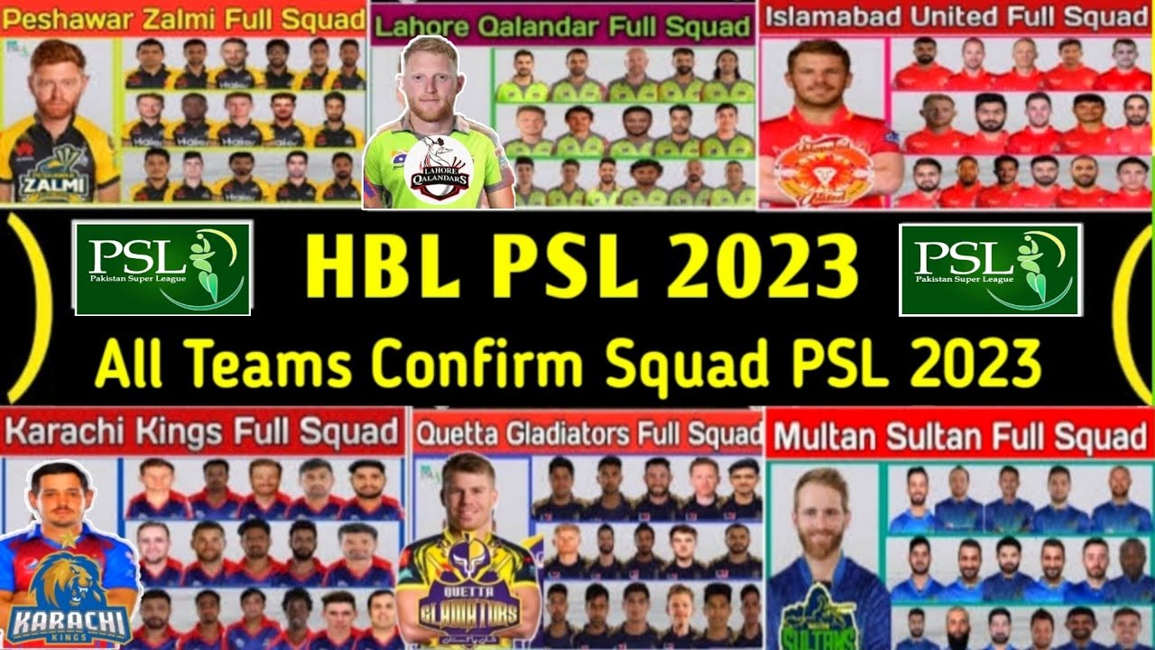 PSL 2023 All Teams Squad | All Teams Final Squad Psl 2023 | Pakistan ...