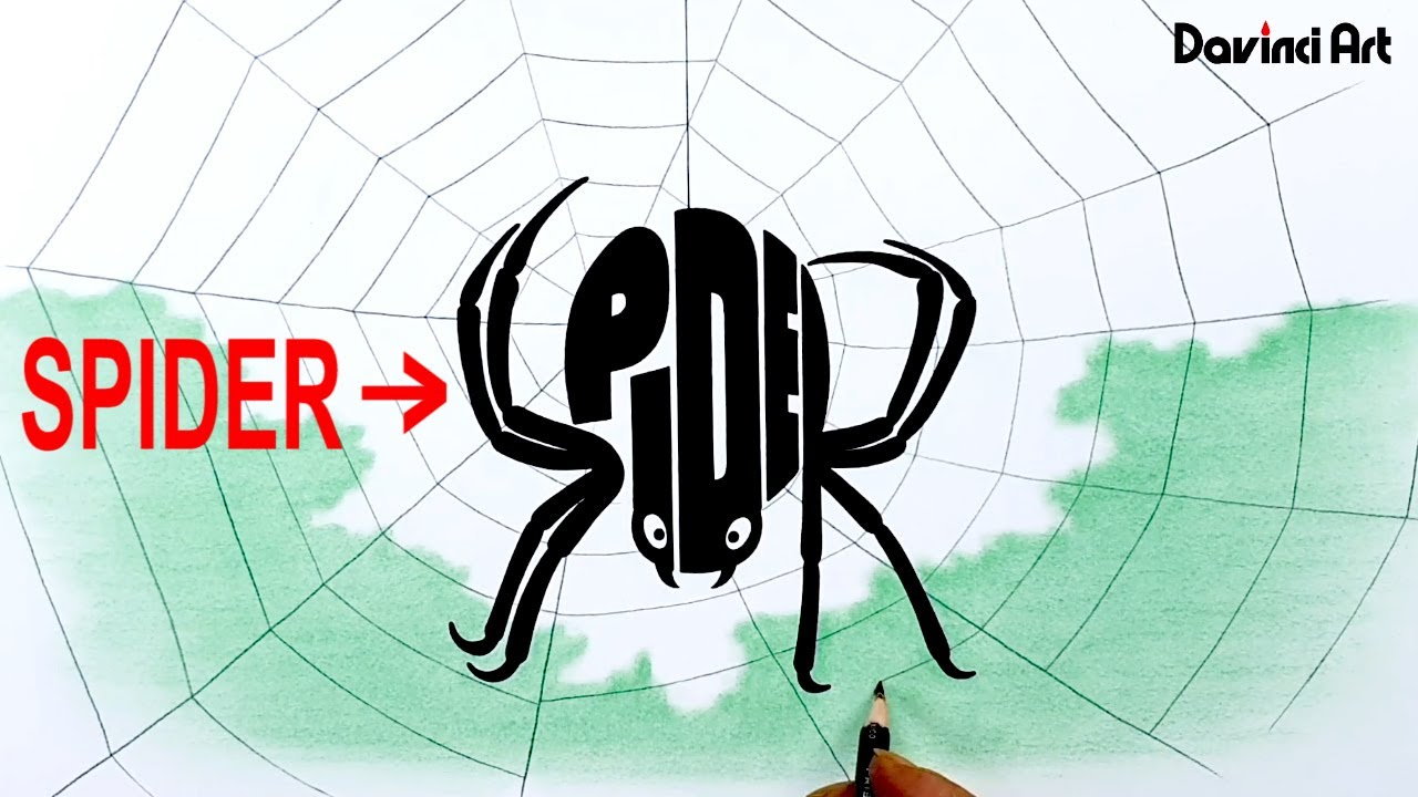 Drawing a spider with spider letters|Turn words|Creative drawing |Word ...