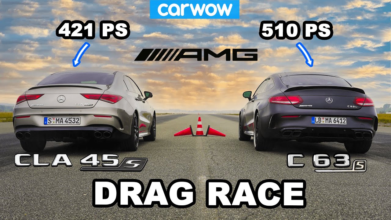 Mercedes-AMG Drag Race: CLA 45S (421 PS) vs. C 63S Coupé (510 PS) - 1/4 ...
