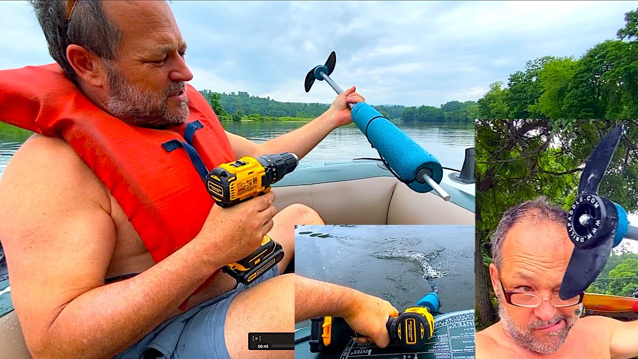 I Try the Drill Paddle Propeller with DeWalt Electric Drill on Seahawk 4 Intex Inflatable raft ...