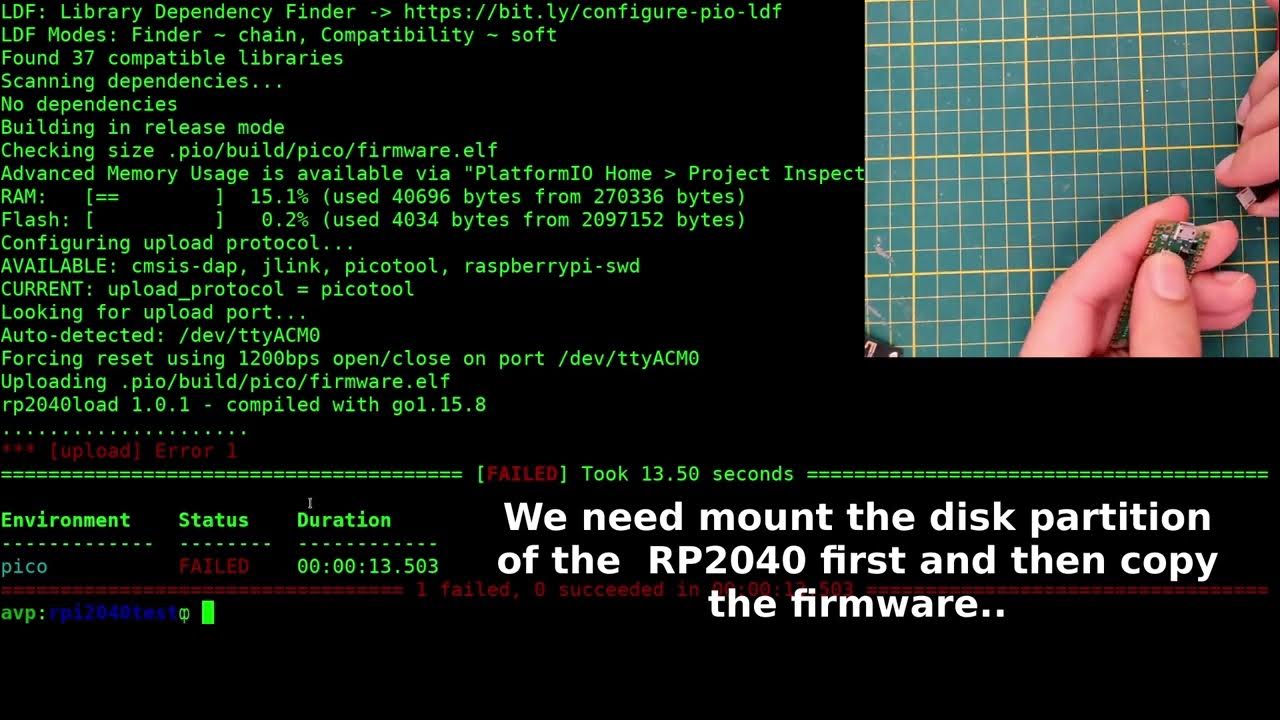 Raspberry Pico RP2040 with PlatformIO CLI & VSCode using Arduino Framework from scratch with ...