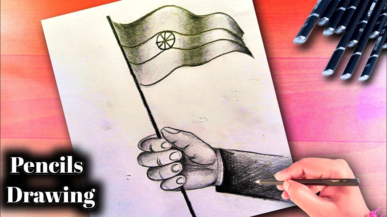 Independence Day Easy Drawing |How to Draw a Hand holding Indian Flag ...