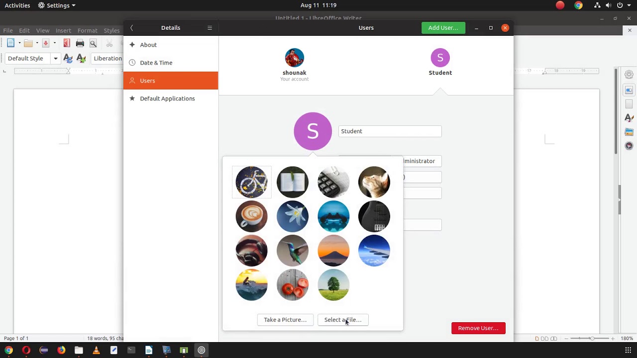 How to change the display picture of my user account in ubuntu 19.04 ...