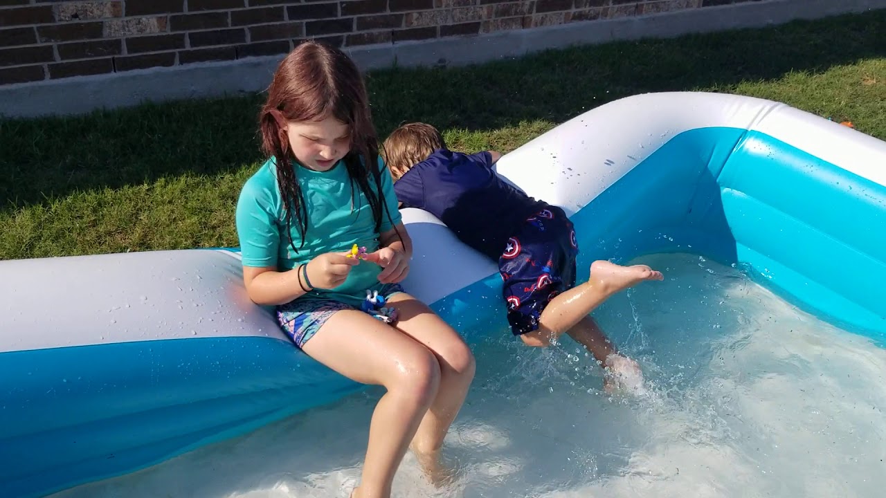 Backyard pool meets little tykes slide - YouTube