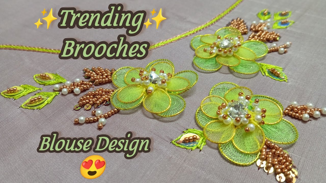 Brooch Work Blouse /Trending Brooches Neck Design @Mathu's Embroidery ...