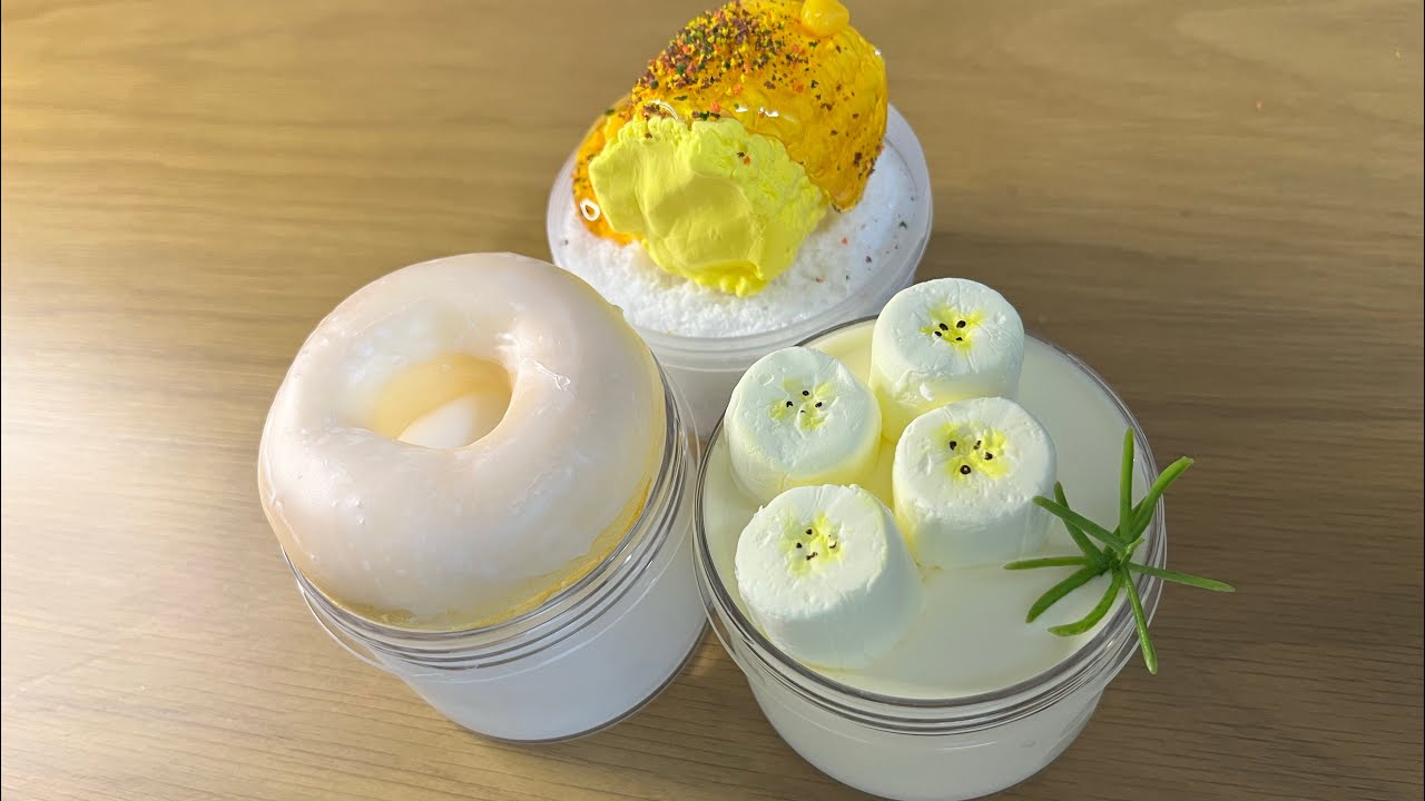 ASMR Satisfying cute Slime, Crunch looks like sweet desserts 🧁 🌽🧀🥞 ...