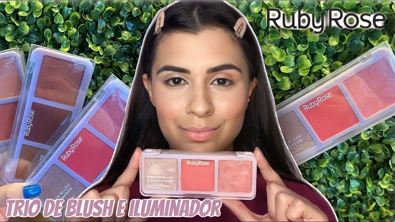 TESTEI TRIO DE BLUSH E ILUMINADOR DA RUBY ROSE - YouTube