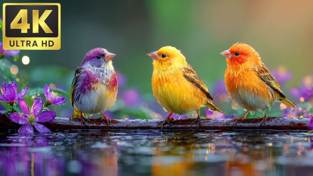 Nature’s Most Colorful Trio: Joyful Birds Playing in Water | 4K ASMR ...