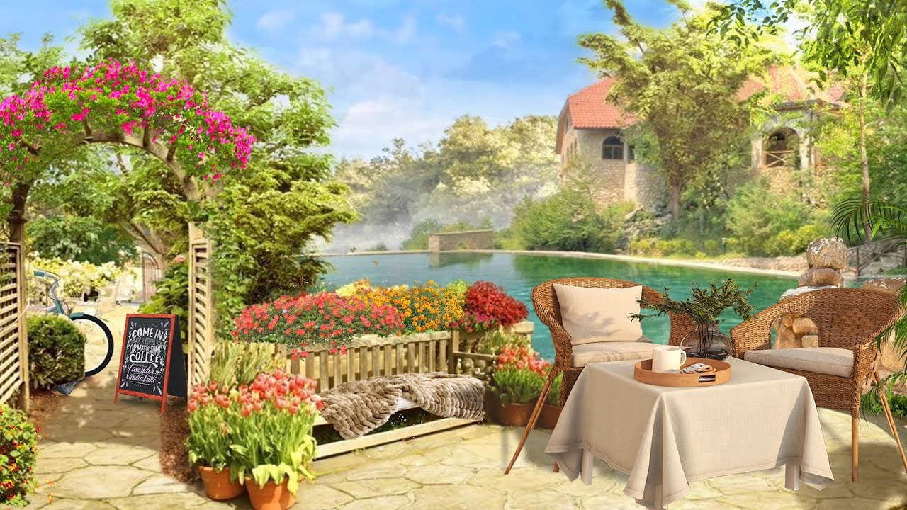 Beautiful March Spring Morning in Cozy Coffee Shop Ambience,Relaxing ...