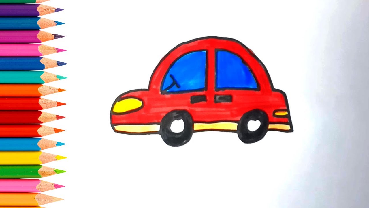 RED CAR Drawing, Coloring and Painting for Kids & Toddlers - YouTube