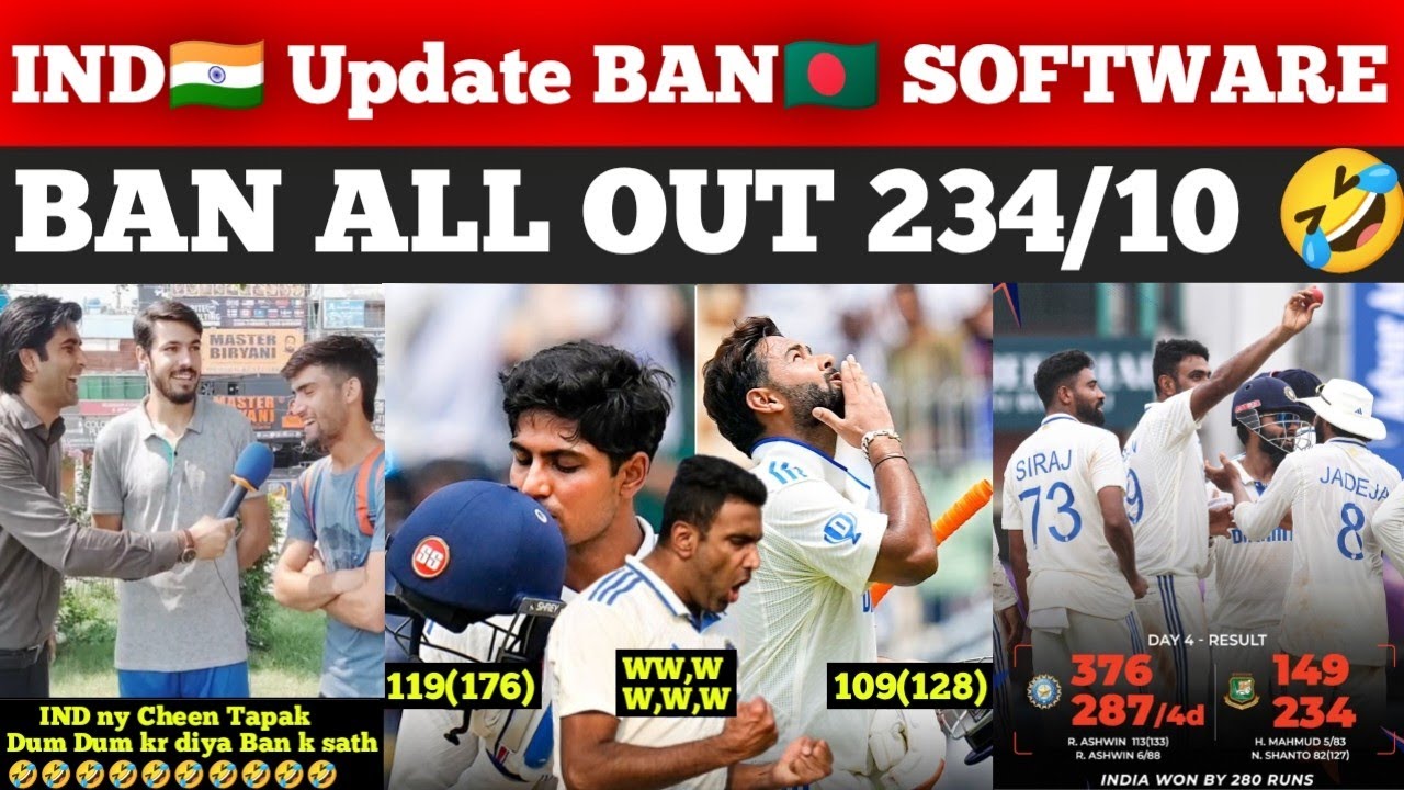 YahoOo🥳 IND Beat BAN 1st Test by 280 Runs & Shuts up Ban | Ashwin 6 ...