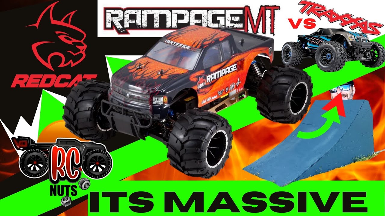 Traxxas MAXX [vs] REDCAT RAMPAGE MT [vs] Launch Ramp JUMP TILL BREAK ...