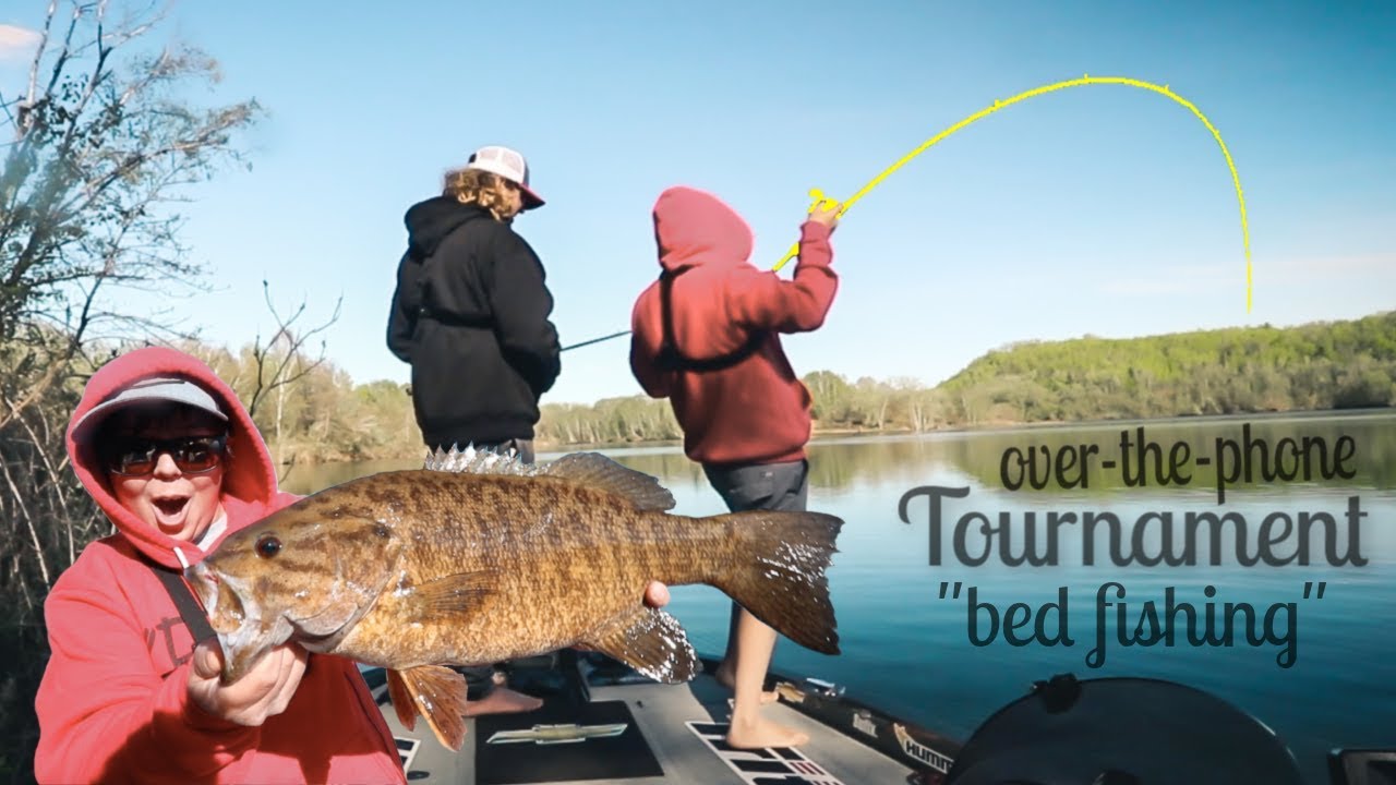 Over The PHONE Fishing CHALLENGE (SPAWNING BASS) - YouTube