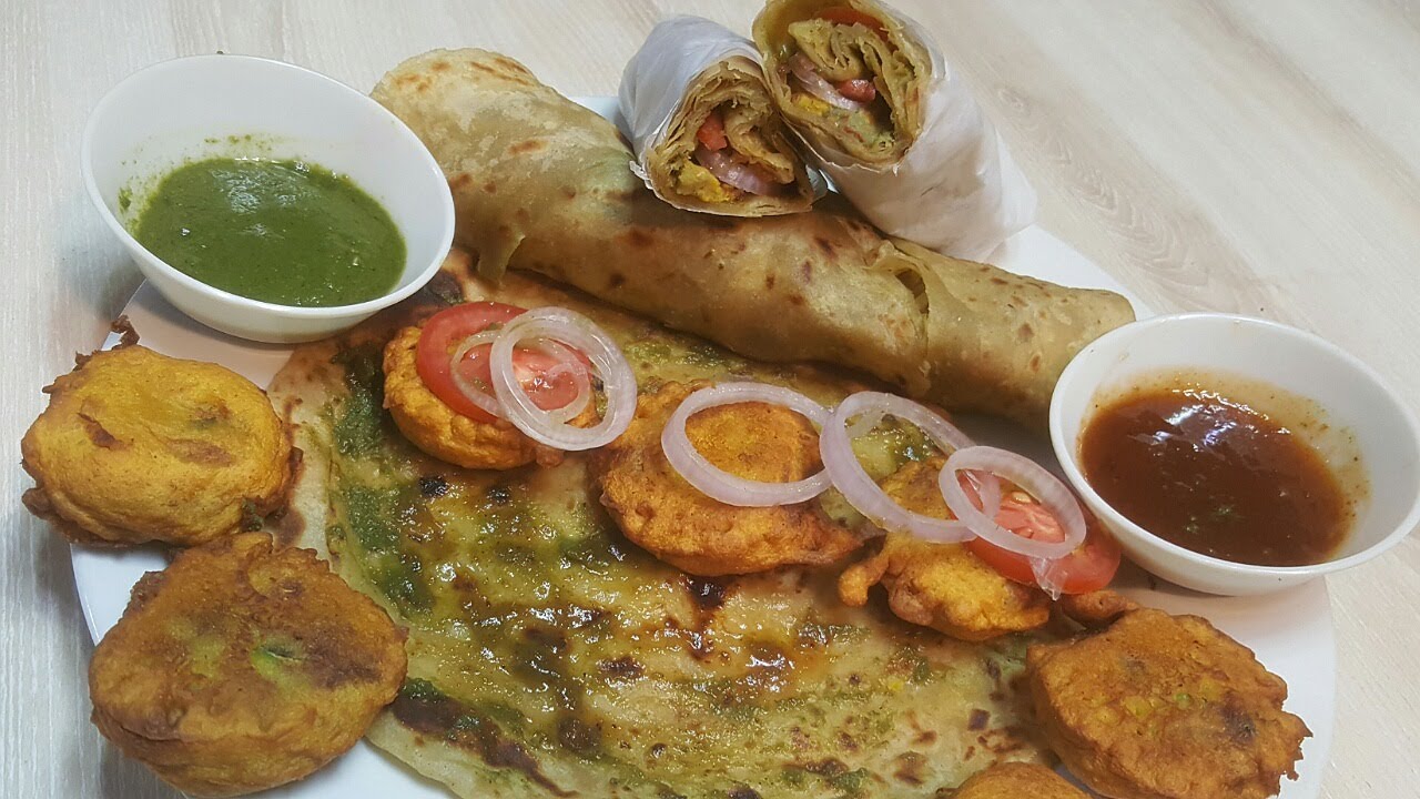 Aloo Tikki Roll Paratha - Aloo Vada Roll Paratha Recipe - Aloo Besan ...
