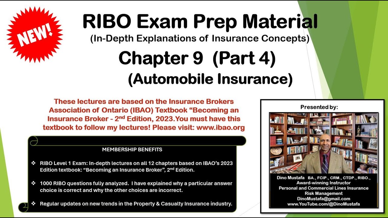 RIBO Chapter 9 (Part 4) – Automobile Insurance - YouTube