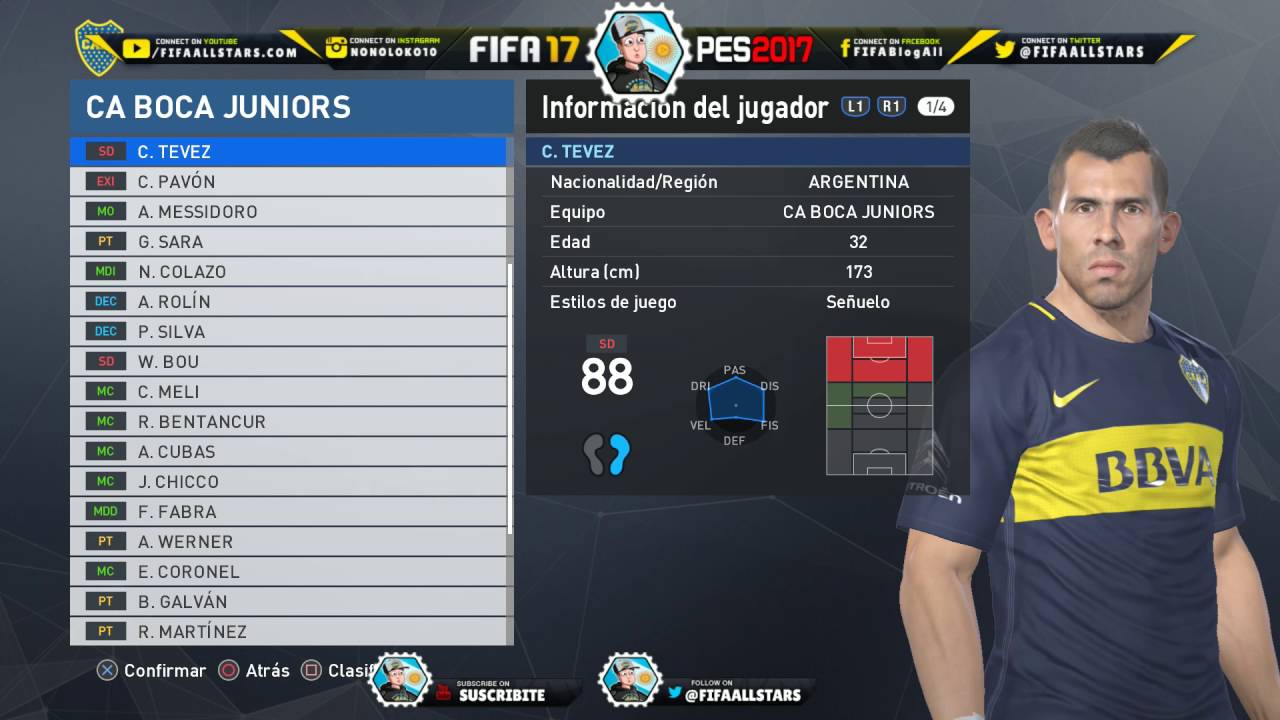 Pro Evolution Soccer 2017 Boca Jrs. Caras / Faces - YouTube