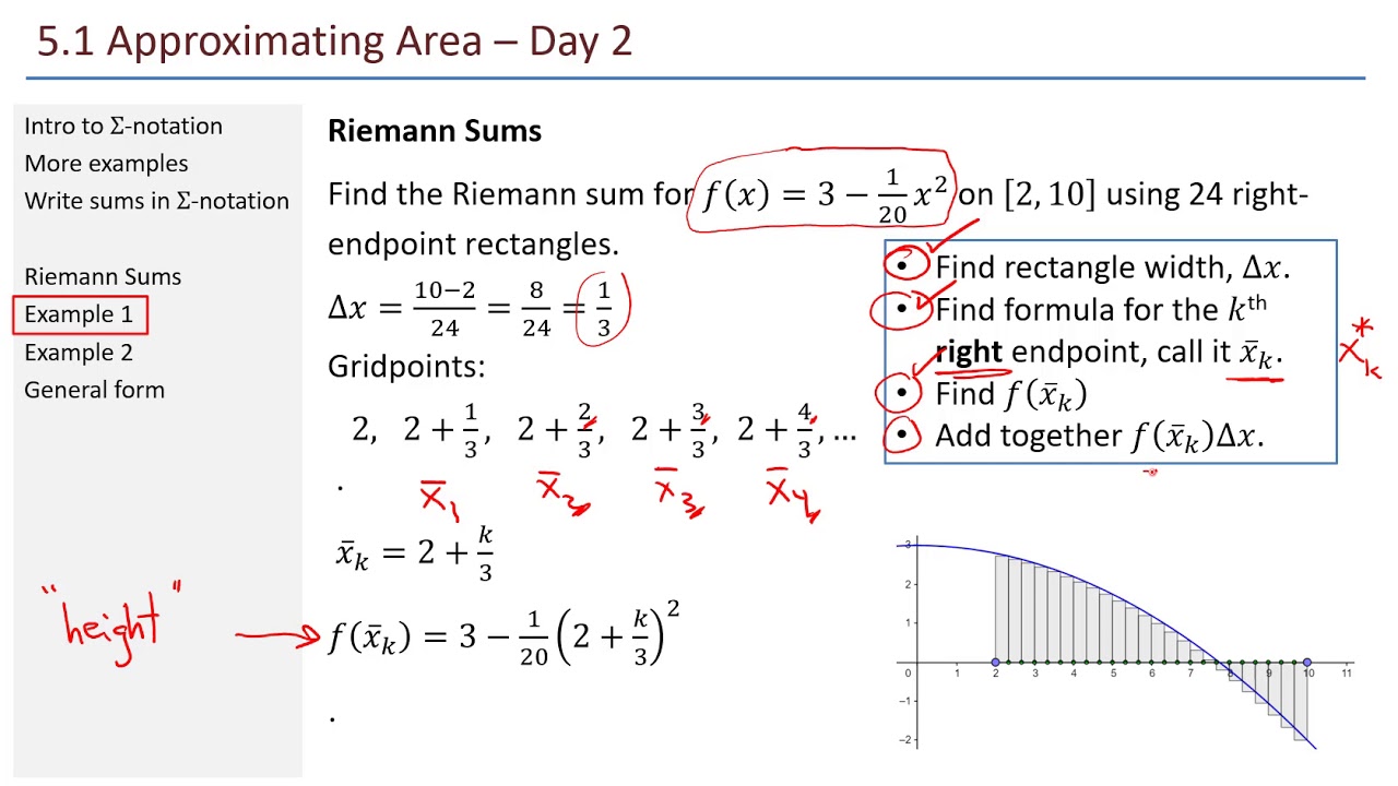 Math 211 - 5.1 (part 2 of 3) Approximating Area - YouTube
