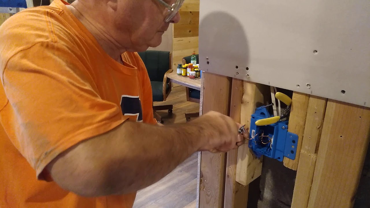 installation of a light switch 4 inch square box &mud ring - YouTube